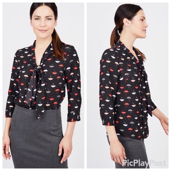 Modcloth | Tops | Modcloth Umbrella Scarf Tie Blouse | Poshmark